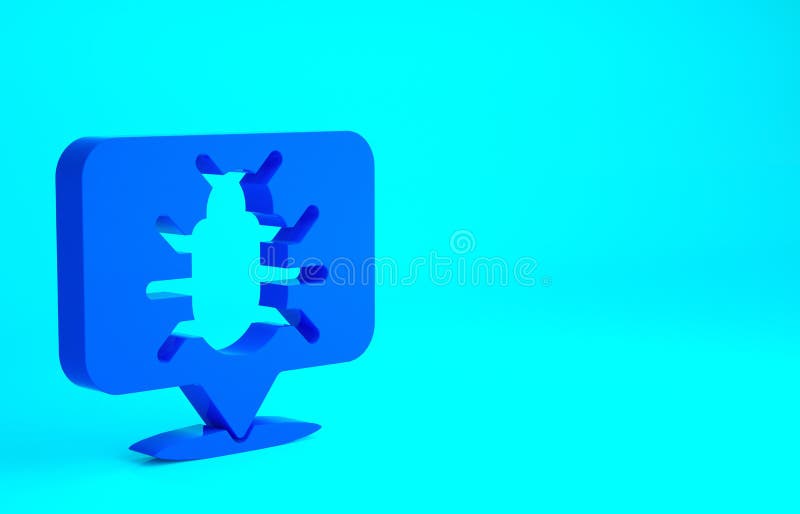 Blue System Bug Concept Icon Isolated On Blue Background Code Bug Concept Bug In The System