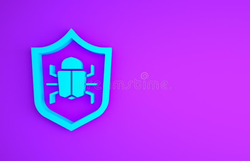 Blue System Bug Concept Icon Isolated on Purple Background. Code Bug ...