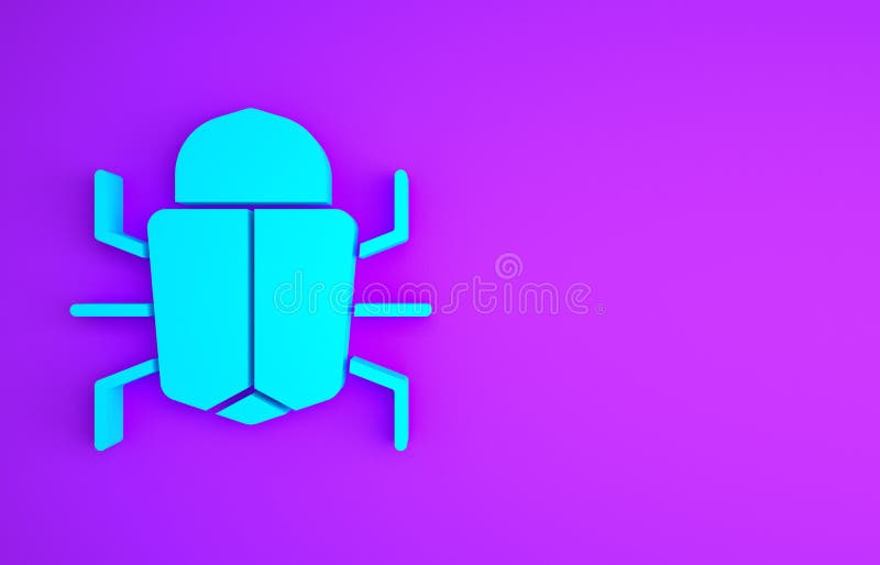 Blue System Bug Concept Icon Isolated on Purple Background. Code Bug ...
