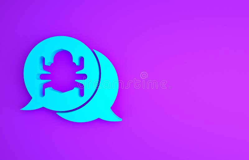 Blue System Bug Concept Icon Isolated on Purple Background. Code Bug ...
