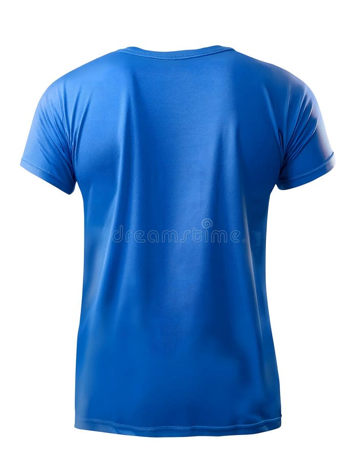 Men S Blue T-Shirt Rear Side Isolated on White Background Stock Image ...