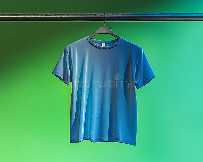 Blue T-shirt Front and Back Hanging on a Metal Rod Stock Illustration ...