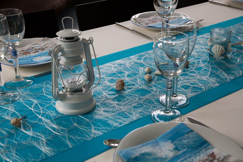 Blue table arrangement stock image. Image of interior - 80888667