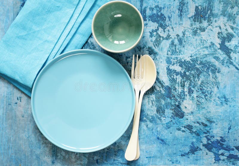 Blue Table Setting - Plates, Cutlery Stock Photo - Image of decoration ...