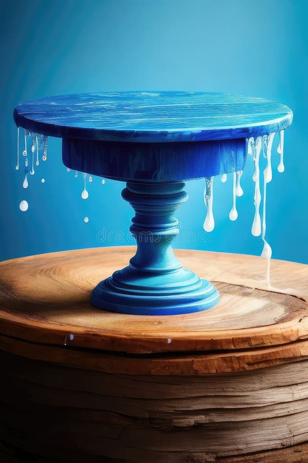 A Blue Table Stand with Icing on it Stock Illustration - Illustration ...