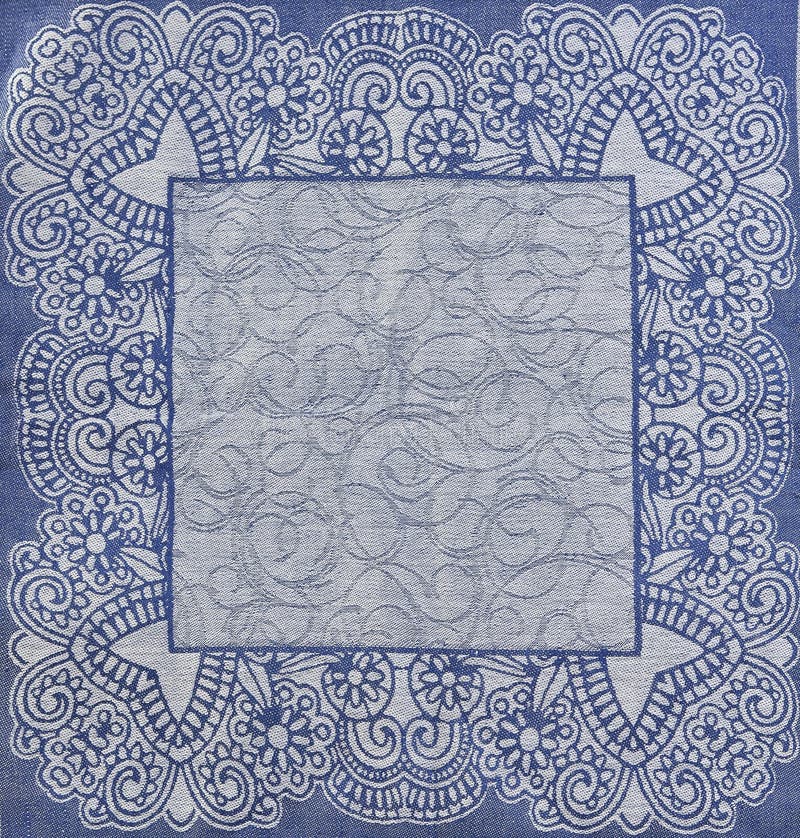Blue Vintage Ornament Tablecloth Texture Background. Top View Stock ...