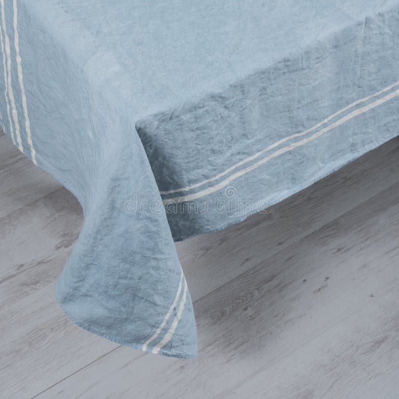 Blue Tablecloth with White Stripes Stock Image - Image of cloth, linen ...