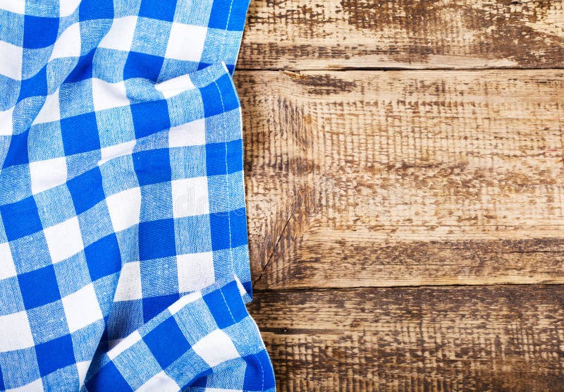 Blue Tablecloth on Wooden Table Stock Photo - Image of tablecloth ...