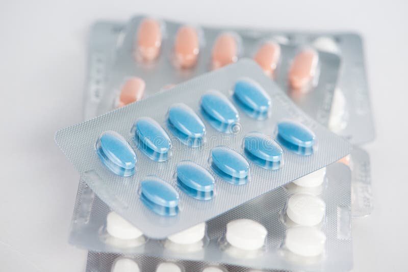 Blue Tablet in Transparent Blister Pack Stock Image - Image of drugs ...