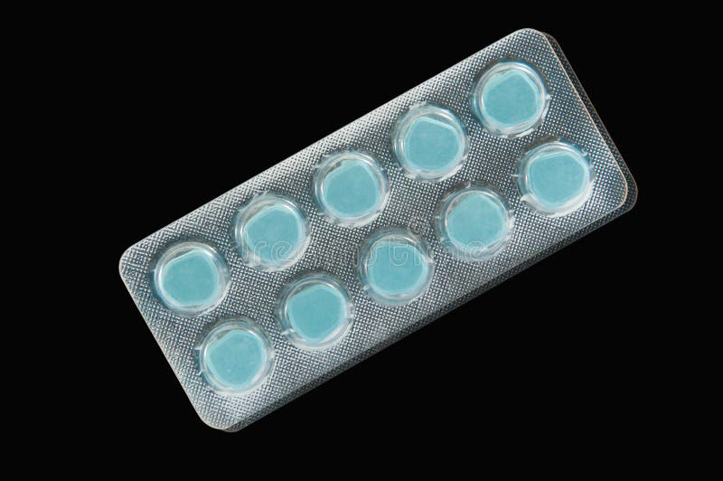 Blue Tablet in Transparent Blister Pack Stock Image - Image of drugs ...