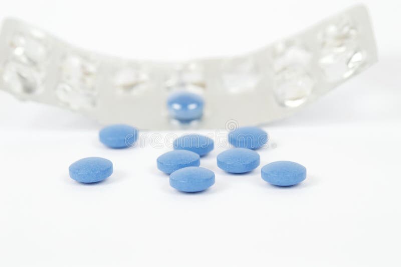 Blue Tablets Isolated In White Background Stock Photo - Image of ...