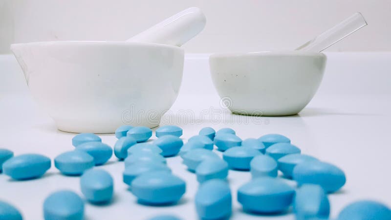Blue Tablets in the Laboratory Stock Photo - Image of medicine ...