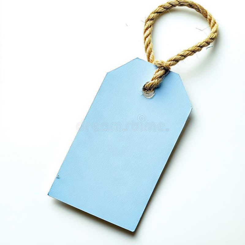 A Blue Tag with a Rope Tied Around it Stock Photo - Image of rope ...