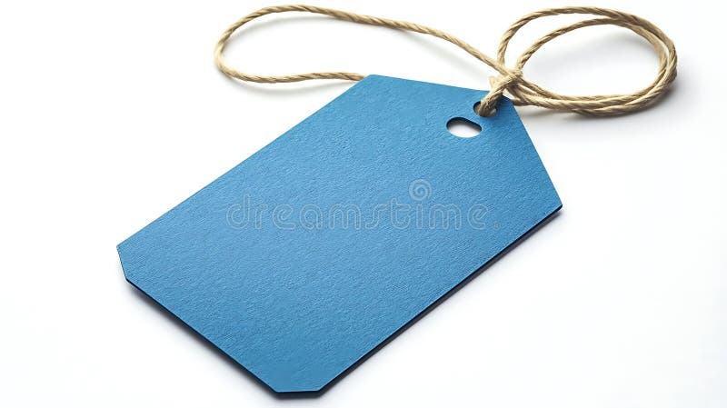 A Blue Tag with a White Background Stock Photo - Image of clothing ...