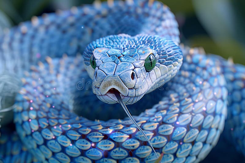 The Blue Taiga Snake Eats at Midnight, High Quality, High Resolution ...