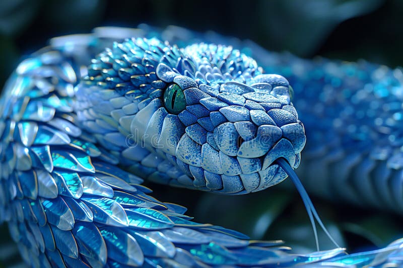 The Blue Taiga Snake Eats at Midnight, High Quality, High Resolution ...