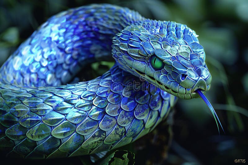 The Blue Taiga Snake Eats at Midnight, High Quality, High Resolution ...