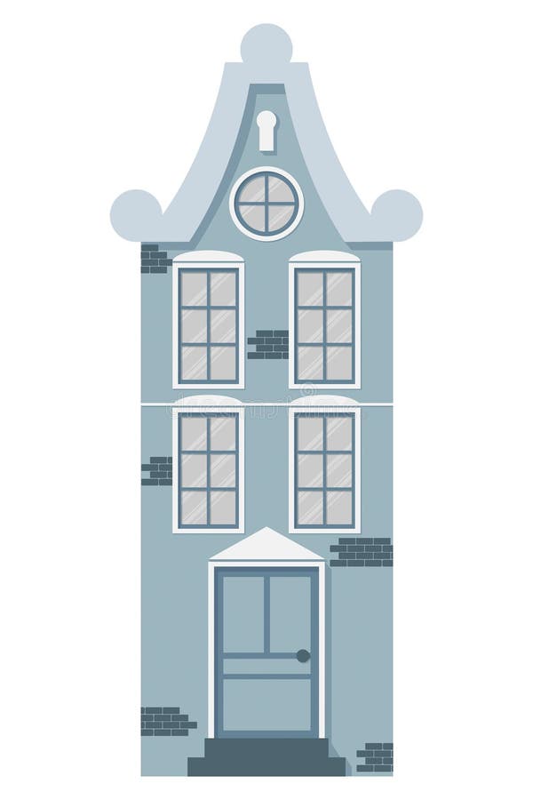 Blue Tall Netherland Amsterdam House Stock Vector - Illustration of ...