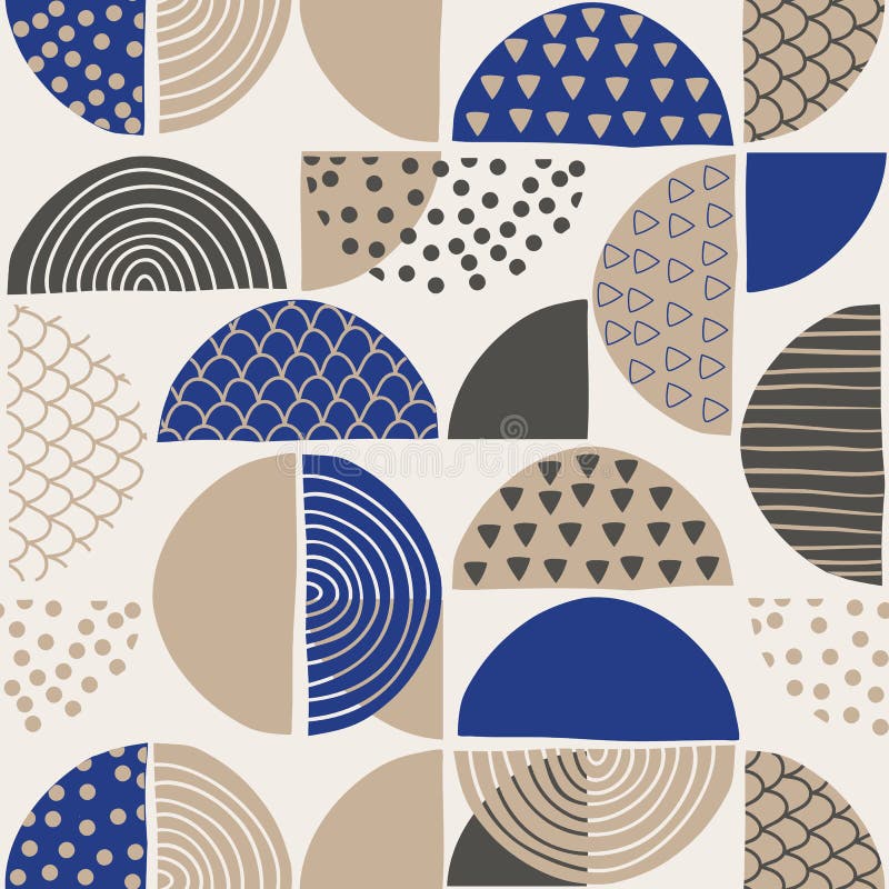 Blue and Tan Semicircular Geometric Vector Pattern Stock Vector ...