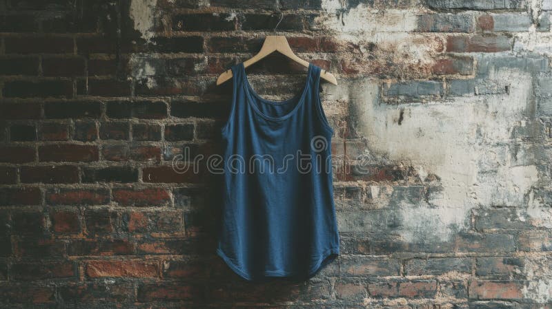 Blue Tank Top Hanging on Brick Wall Stock Illustration - Illustration ...