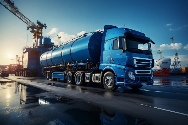 Blue Tanker for Fuel and Petroleum Transport. AI Stock Illustration ...