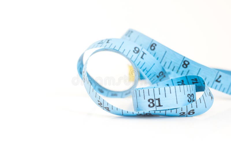 Blue Tape Measuring On A White Background Stock Image - Image of mass ...