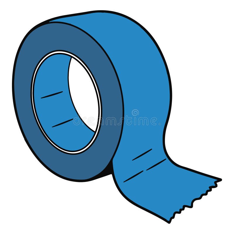 Blue Tape Roll with Jagged Ripped Edge, Adhesive Tape Roll Stock Vector ...