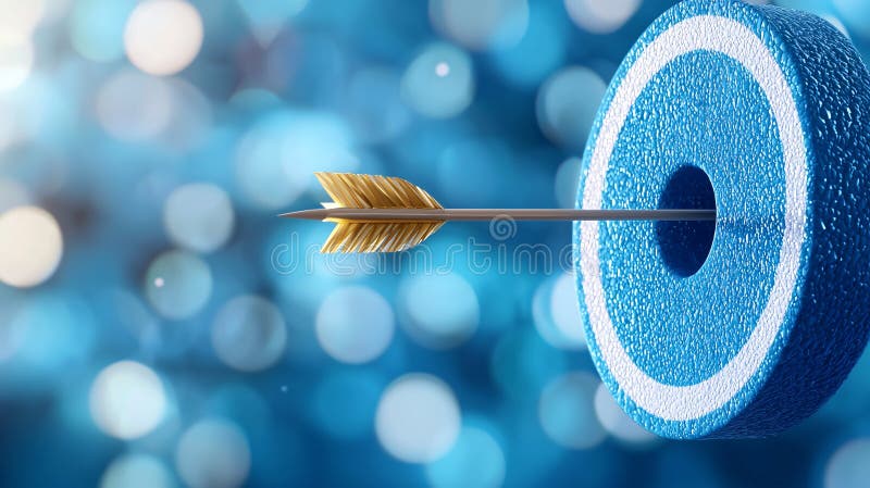 Blue Target with Arrow Perfectly Hitting Center Symbolizing Precision ...