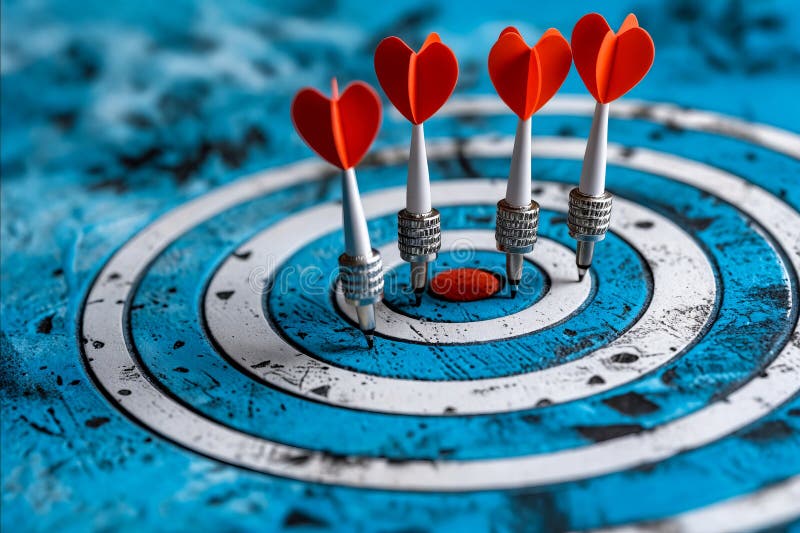 A Blue Target with Five Red Arrows on it. Generative AI Stock Image ...