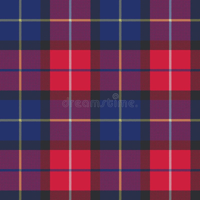 Blue Tartan Pixel Fabric Texture Seamless Pattern Stock Vector ...