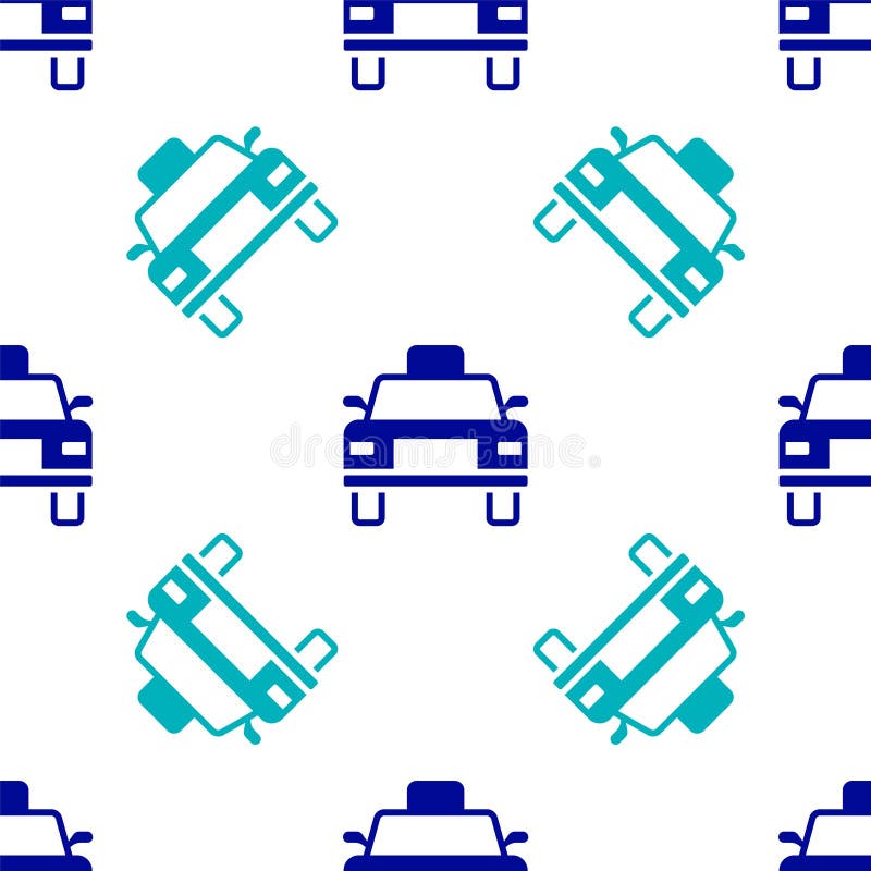 Blue Taxi Car Icon Isolated Seamless Pattern on White Background ...