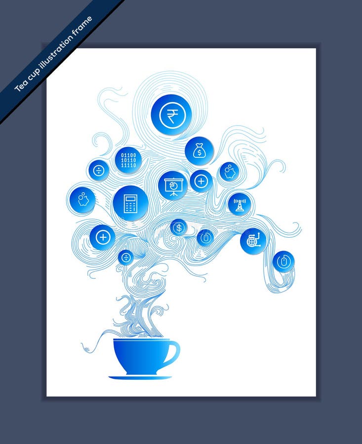 Blue Tea Cup Steam Illustration Vector Poster Stock Vector ...