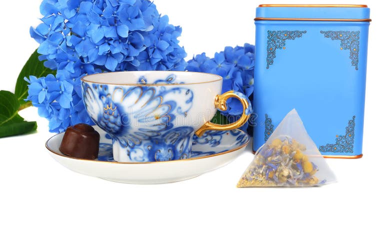 Blue tea set. stock photo. Image of beverage, liquid - 10659672