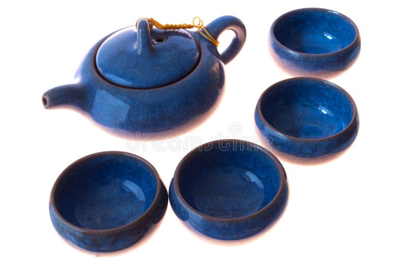Blue tea set stock image. Image of puer, dishes, china - 68278013