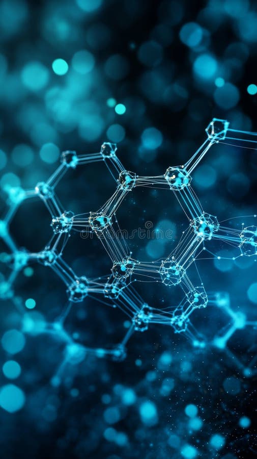 Blue and Teal Abstract Molecular Structure with Connections and ...
