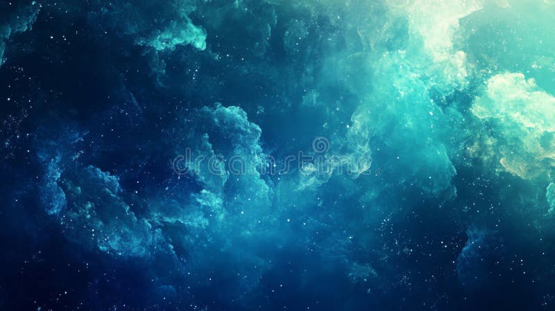 Blue and Teal Cosmic Nebula with Sparkling Stars Stock Illustration ...