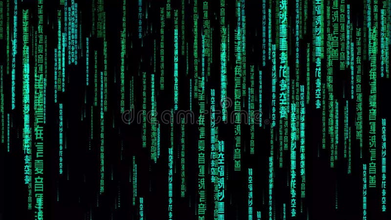 Blue and Teal Digital Code Stream in Cyber Network Effect Stock Video ...