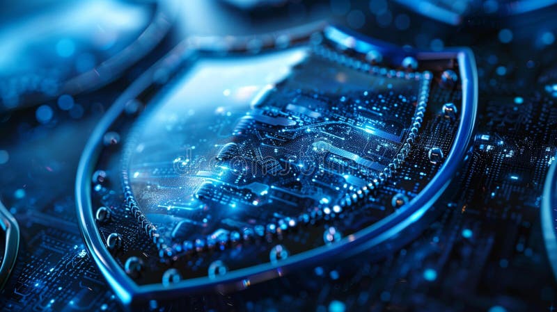 Blue Team Cyber Security Concept Circuit Board Shield Icon Stock ...