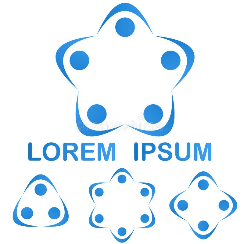 Blue Teamwork Group Logo Symbol Design Set Stock Vector - Illustration ...