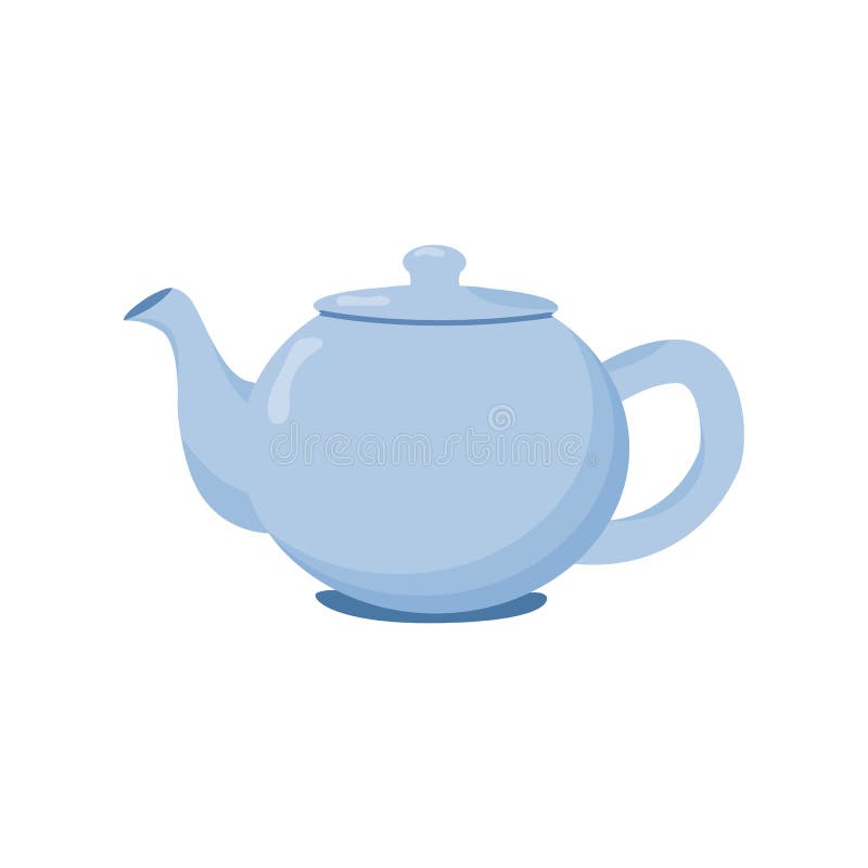 Blue Teapot with White Hearts and Cup with Saucer. Kitchen Utensil ...