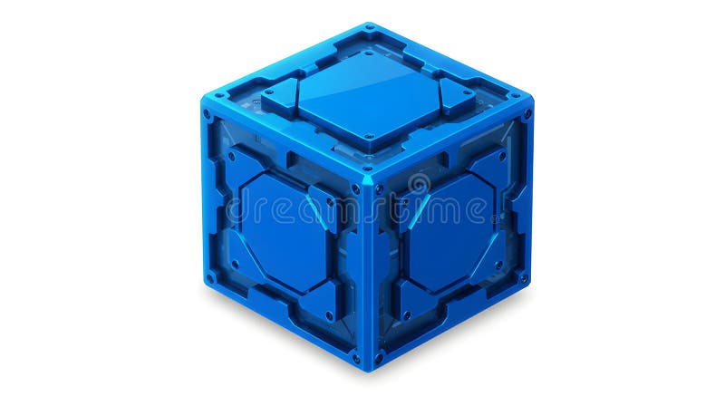 Blue Tech Cube stock image. Image of glossy, geometric - 370087985