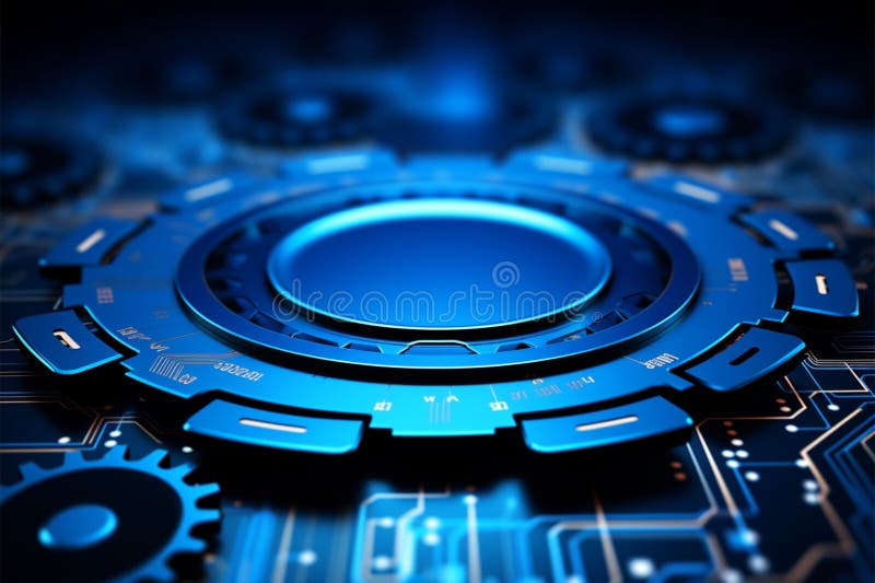 Blue Tech Gear on a Vector Canvas, an Abstract Digital Background Stock ...