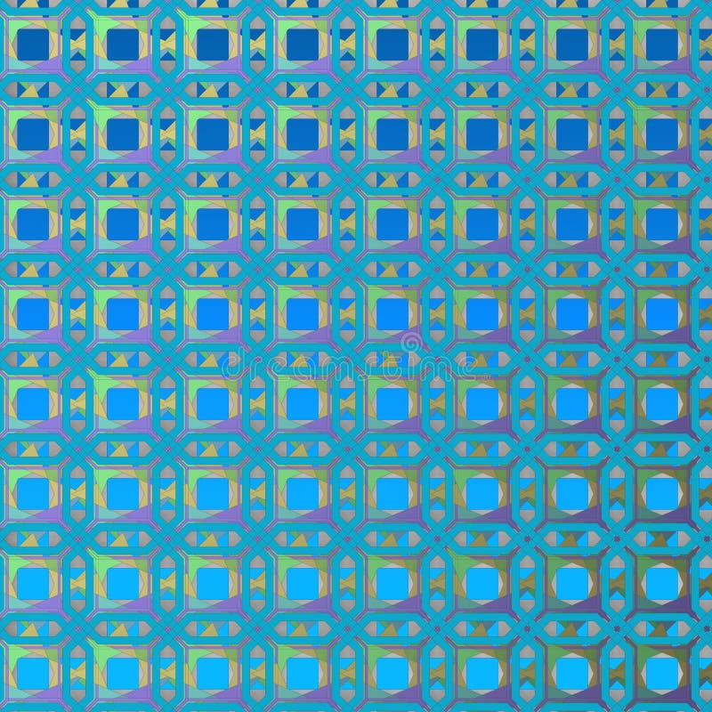 Blue Tech Modern Arabic Pattern with Blue Squares Stock Illustration ...