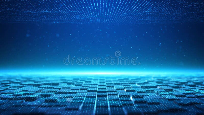 Blue Tech Square Particles Background Stock Video - Video of future ...