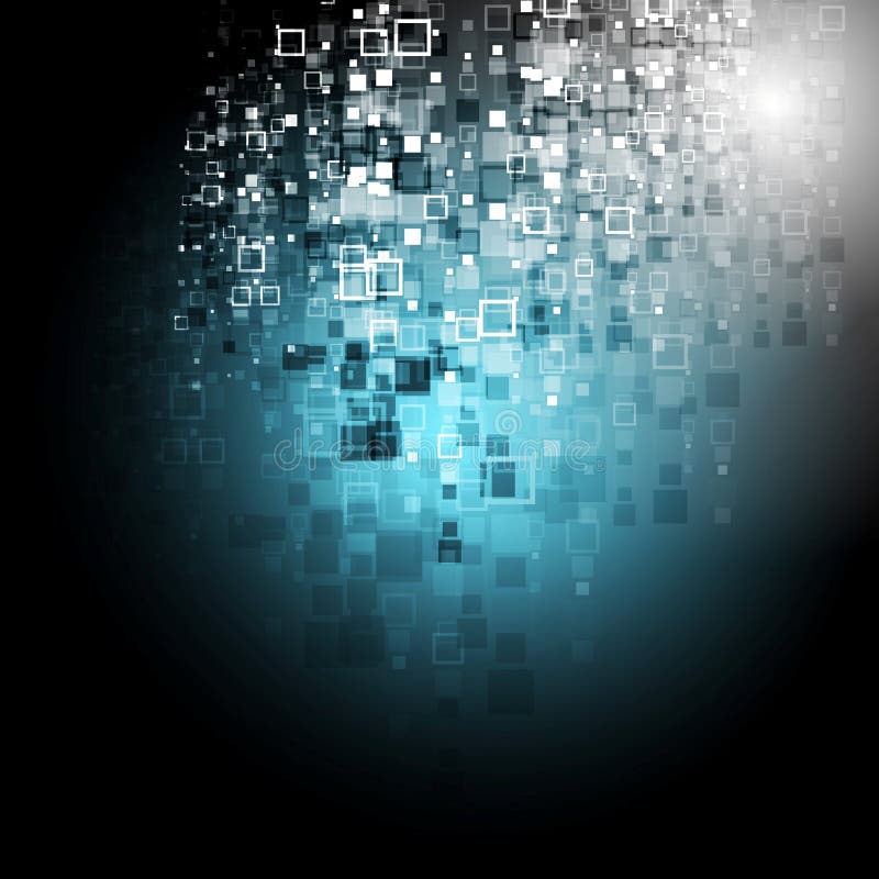 Blue Tech Squares Dark Background Stock Vector - Illustration of ...