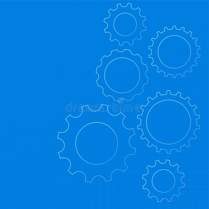 Blue Technical Gear Diagram Background Stock Vector - Illustration of ...