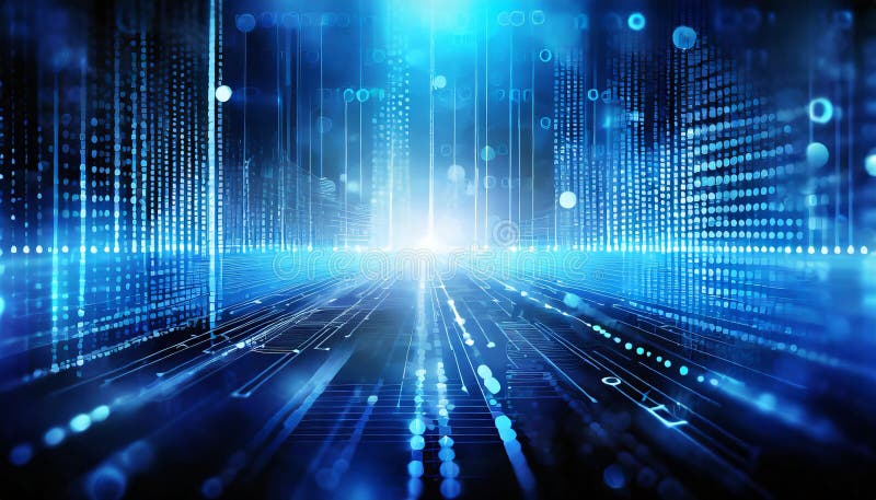 Blue Techno Background with Matrix Theme Stock Illustration ...
