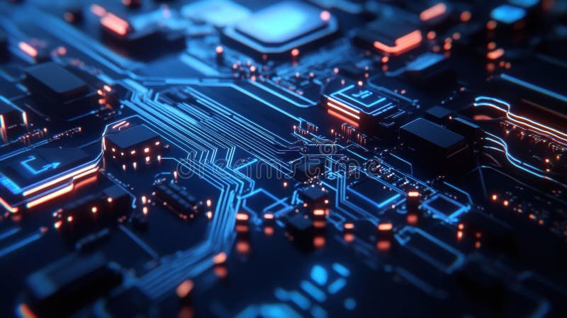 Blue Technological Circuit Vector Showcasing High-tech Connection ...