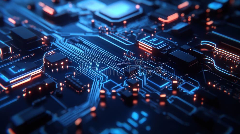 Blue Technological Circuit Vector Showcasing High-tech Connection ...