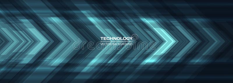 Blue Technology Arrows on Dark Futuristic Abstract Background. High ...